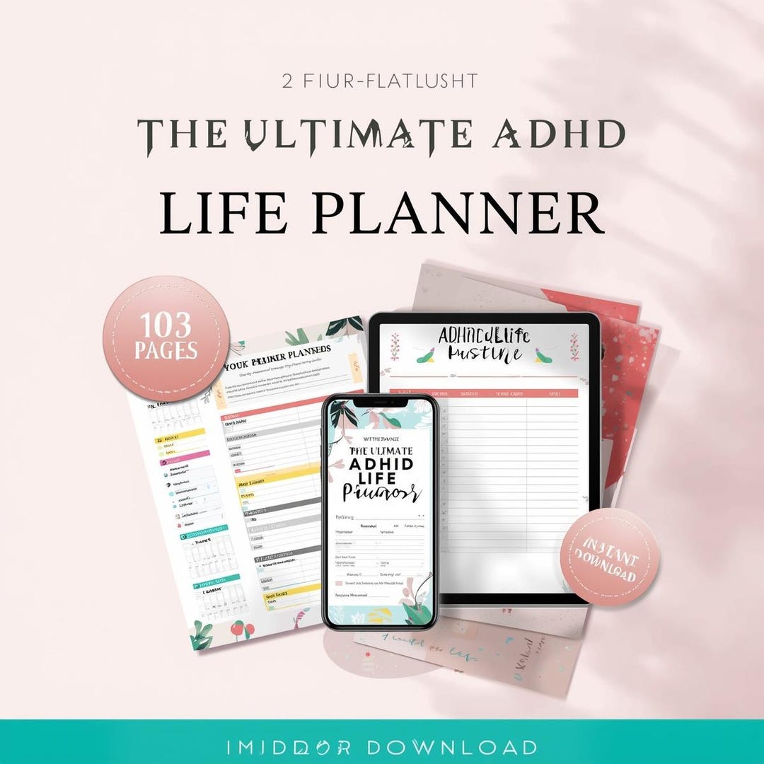 ADHD Life Planner, 103-page Digital Organizer, Self-care Journal ...