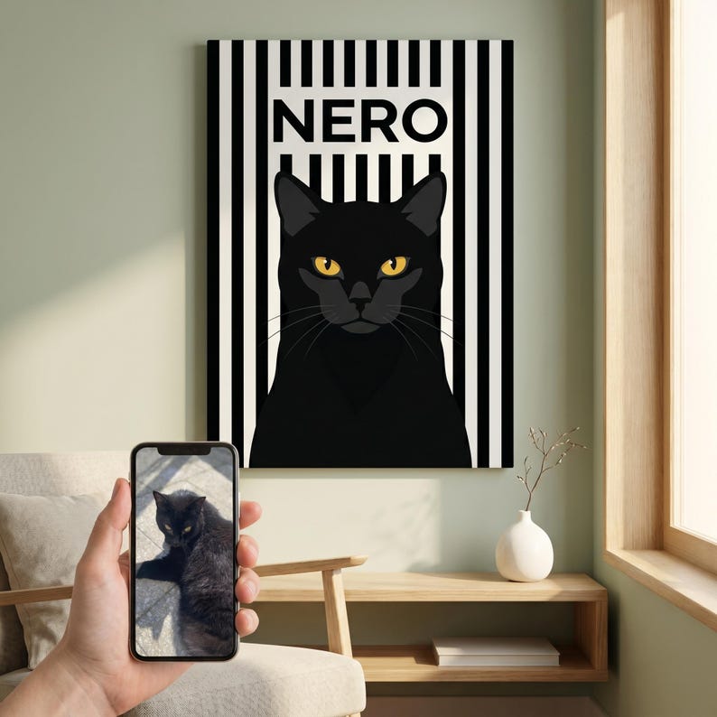 Custom Pet Portrait From Photo | Monochrome Name | Personalized Pet ...