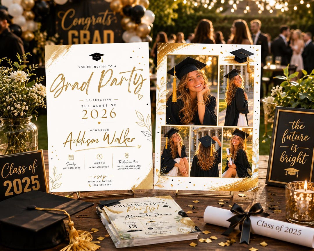 Graduation Party Invitation Template, Class of 2026 Photo Collage ...