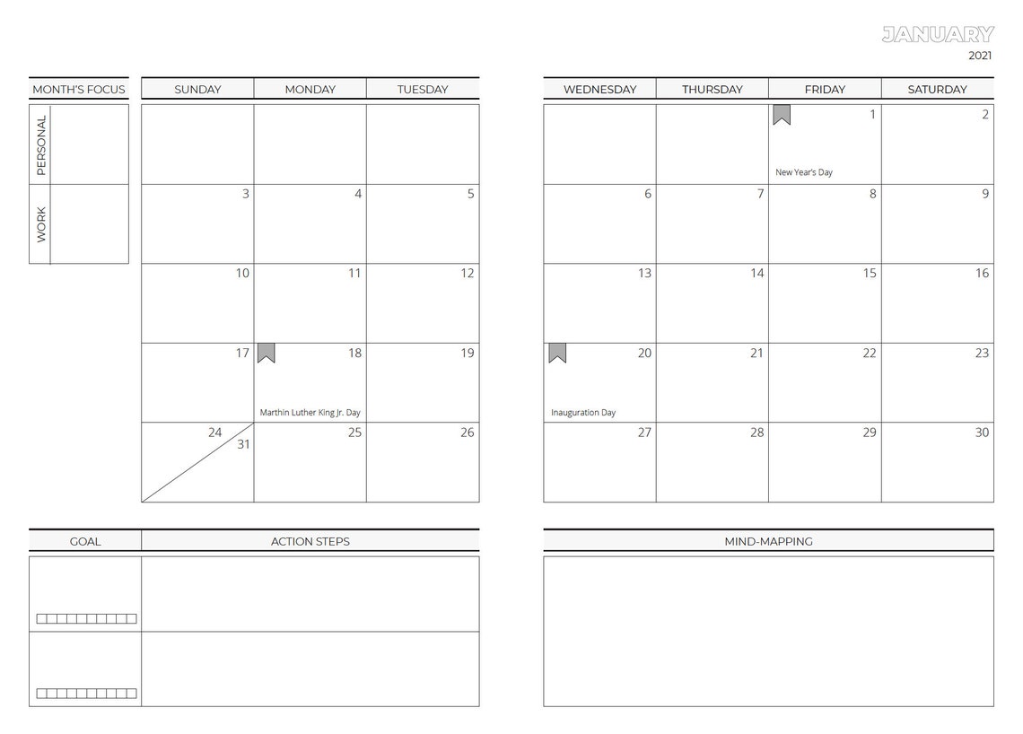 2021 Planner Agenda Printable Instant Digital Download - Etsy