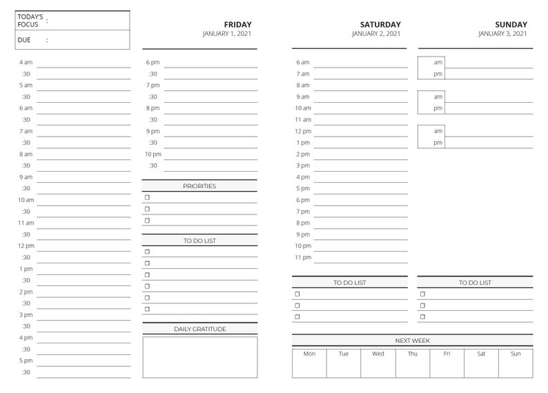 2021 Planner Agenda Printable Instant Digital Download - Etsy