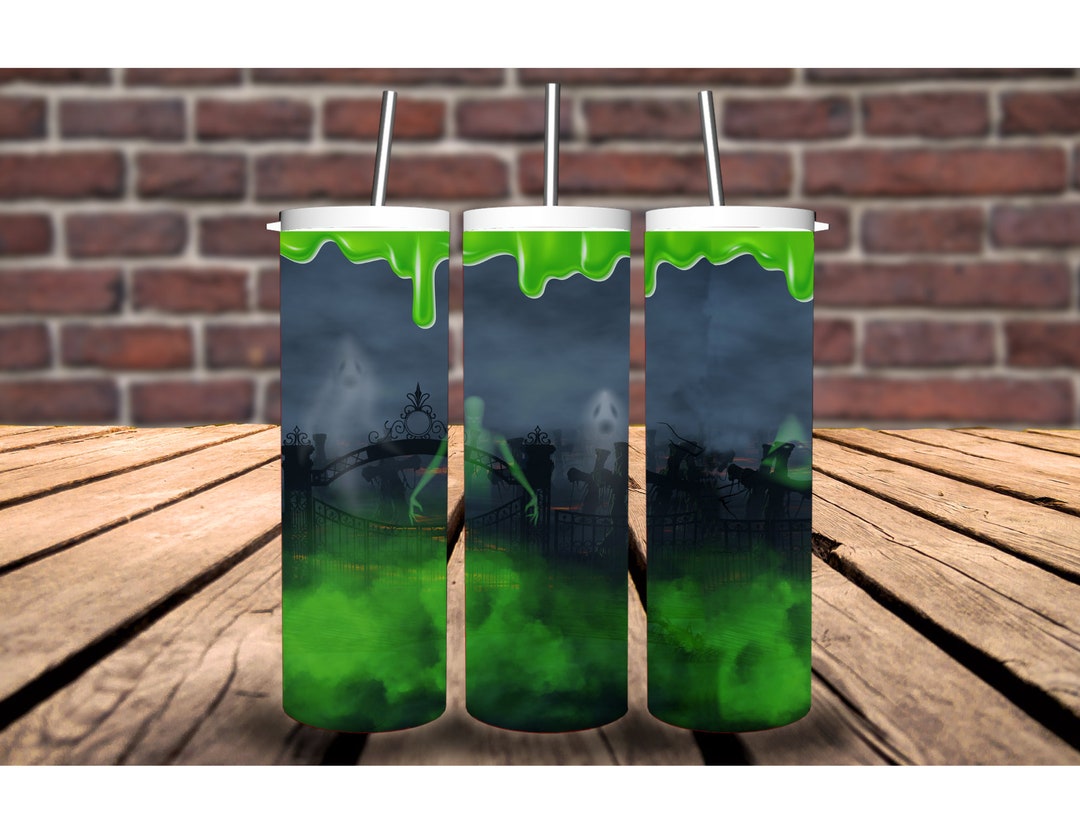 Haunted Graveyard Tumbler With Straw, Halloween Graveyard Tumbler ...