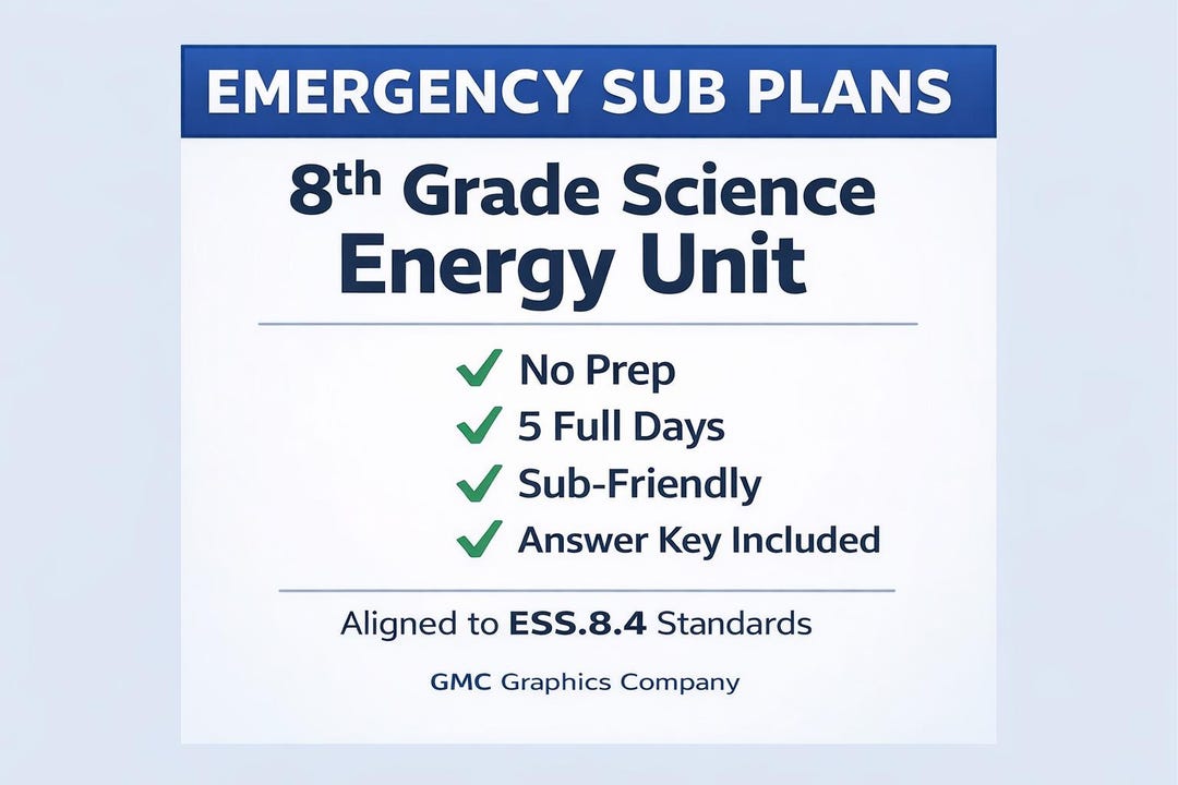 8th Grade Science Emergency Sub Plans | Energy Unit, No Prep Worksheets ...