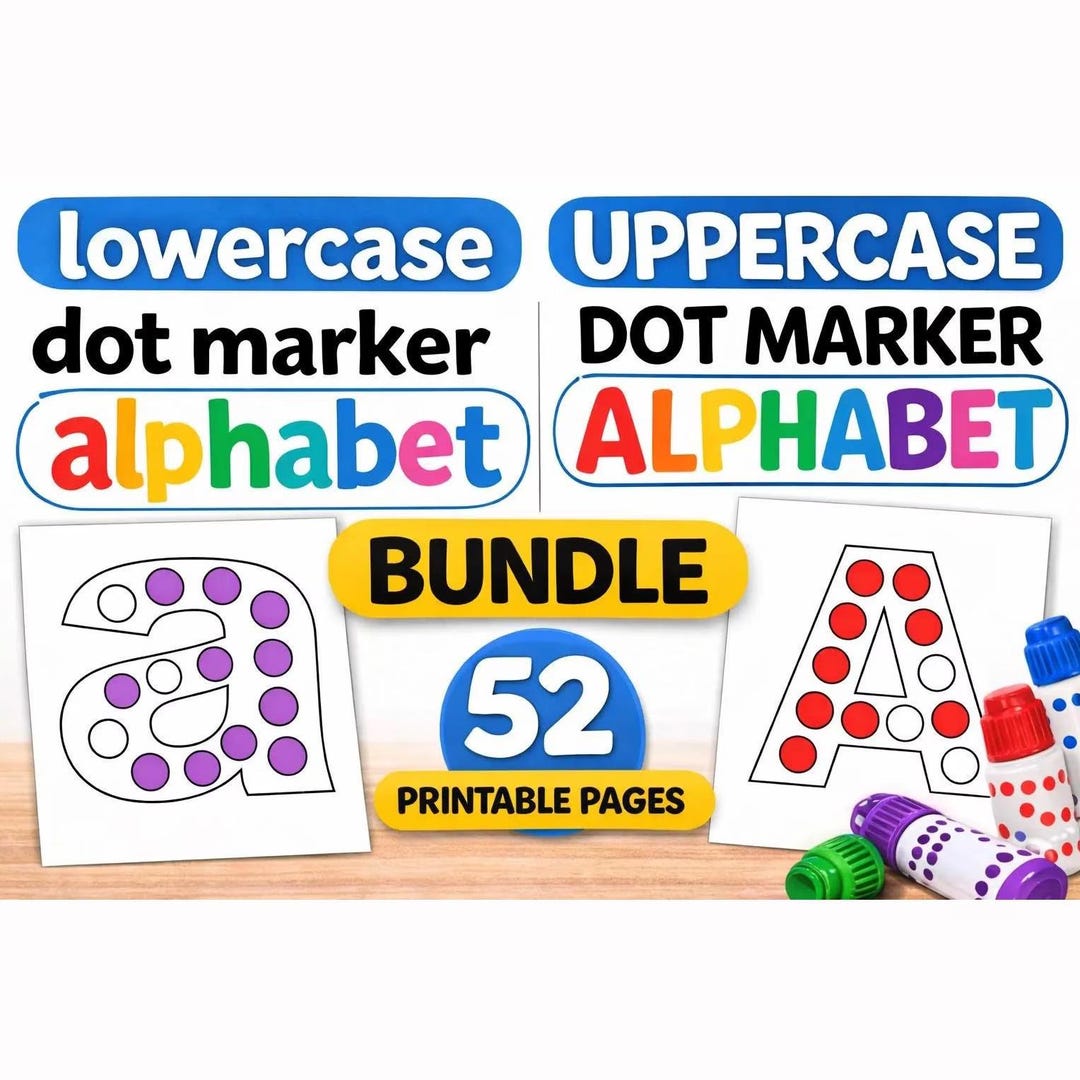 Uppercase + Lowercase Dot Marker Alphabet Bundle| Preschool Letter ...
