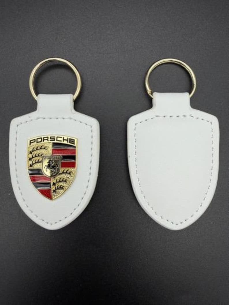 AUTH Porsche Genuine Crest Leather Keychain Luxury Cars Key Ring ...