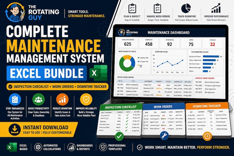 Complete Maintenance Management System Excel Bundle | Inspection ...