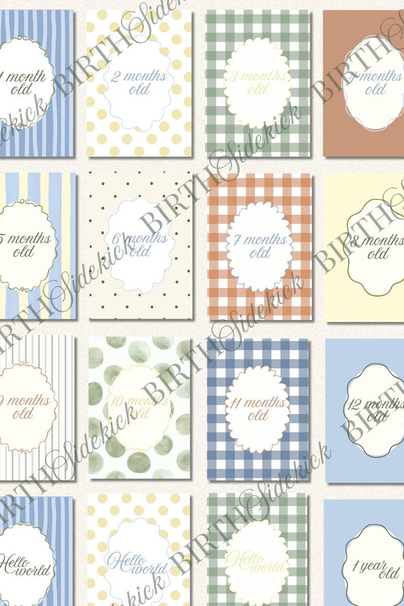 Baby Monthly Milestone Cards Printable | First Year Baby Milestones | 1 ...