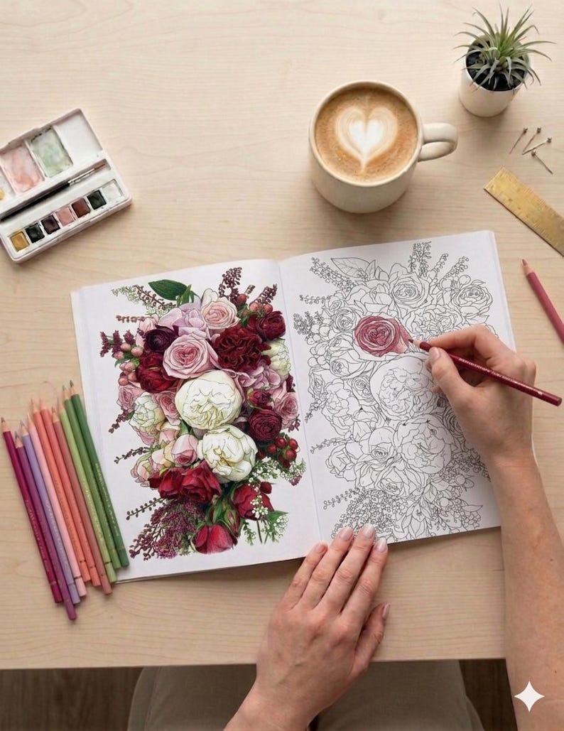 Adult Coloring Book, Botanical Illustration, Garden Art, 35 Page ...