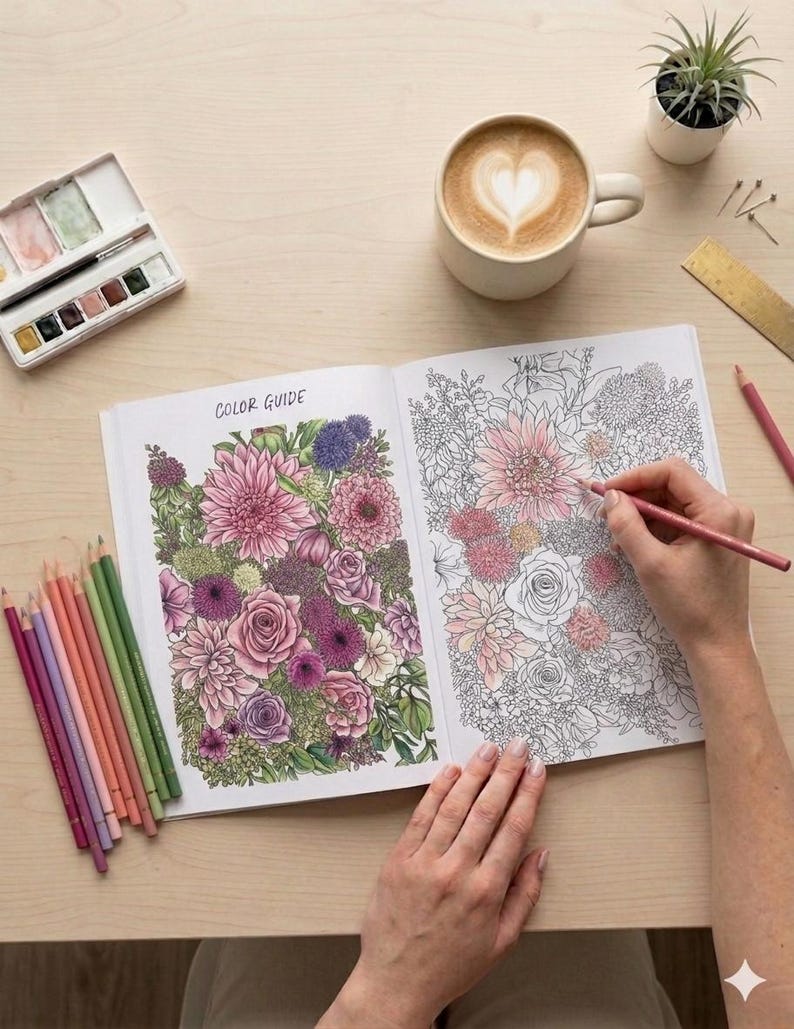Adult Coloring Book, Botanical Illustration, Garden Art, 35 Page ...
