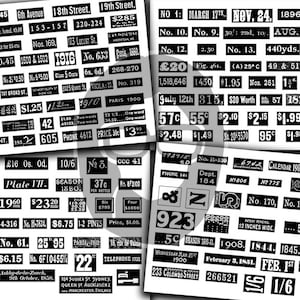 Junk Journal Labels, Vintage Numbers Printable -30pg Digital Download ...