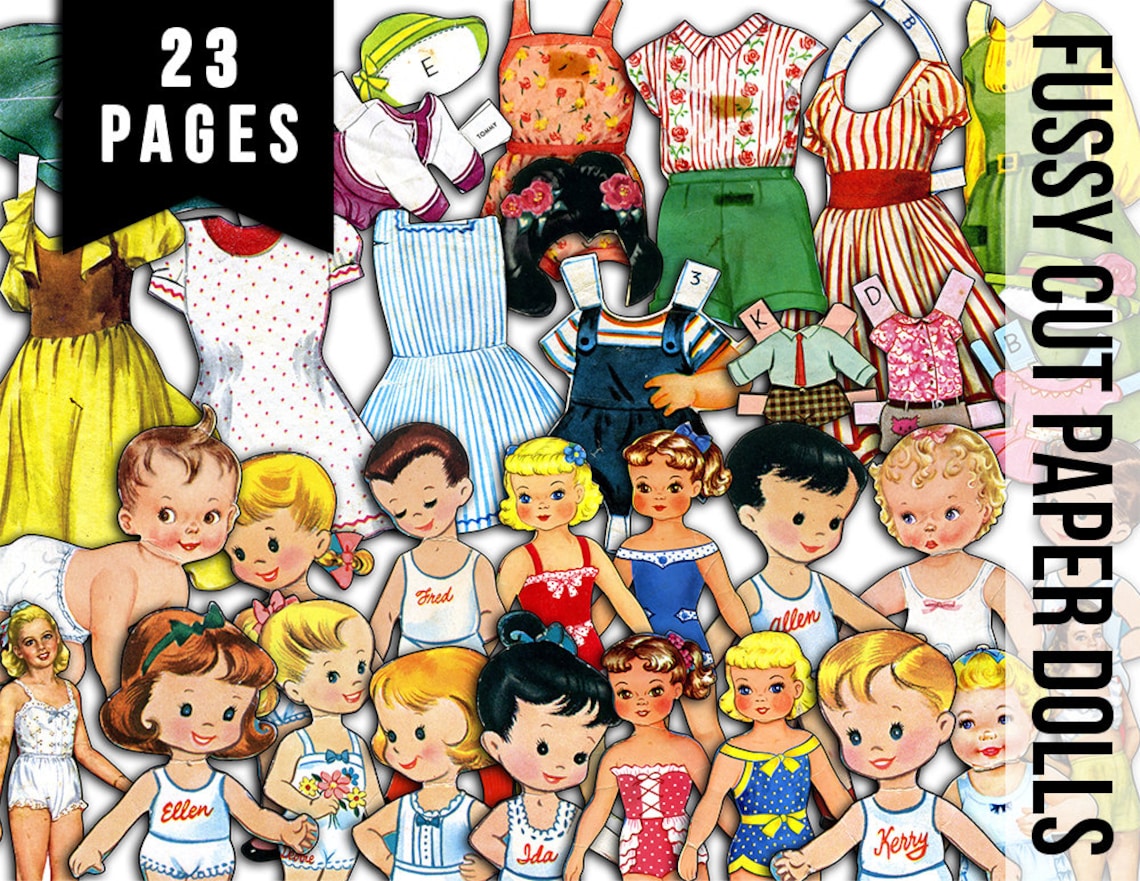Paper Doll Printable Paper Dolls Vintage 23pg Digital - Etsy