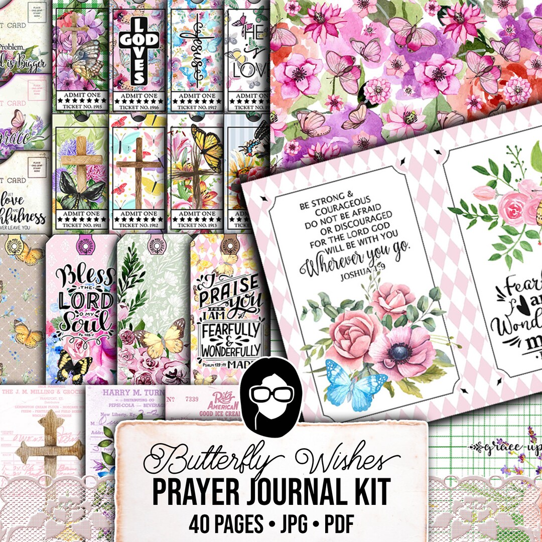 Butterfly Prayer Kit, Faith Junk Journal Kit-40pg Digital Download ...