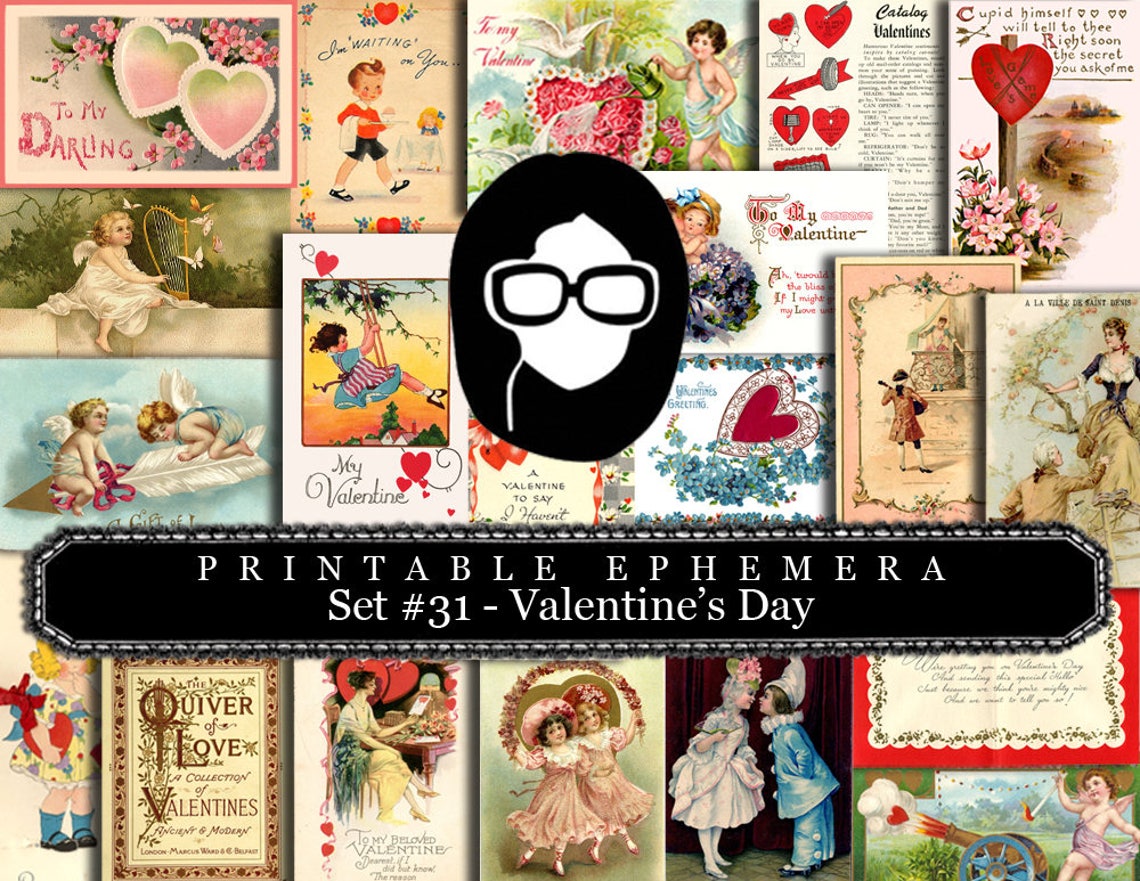 Valentine's Day Printable Calendars Ephemera Set 31 - Etsy