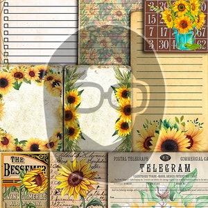 Sunflower Digital Paper, Printable Journal Bundle -40pg Digital ...