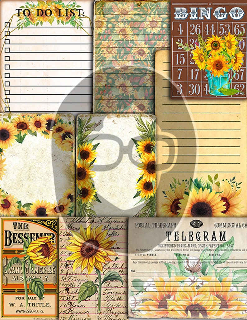 Sunflower Digital Paper Printable Journal Bundle 40pg - Etsy