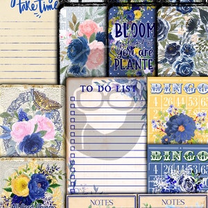 Blue Digital Paper, Printable Journal Bundle -40pg Digital Download ...