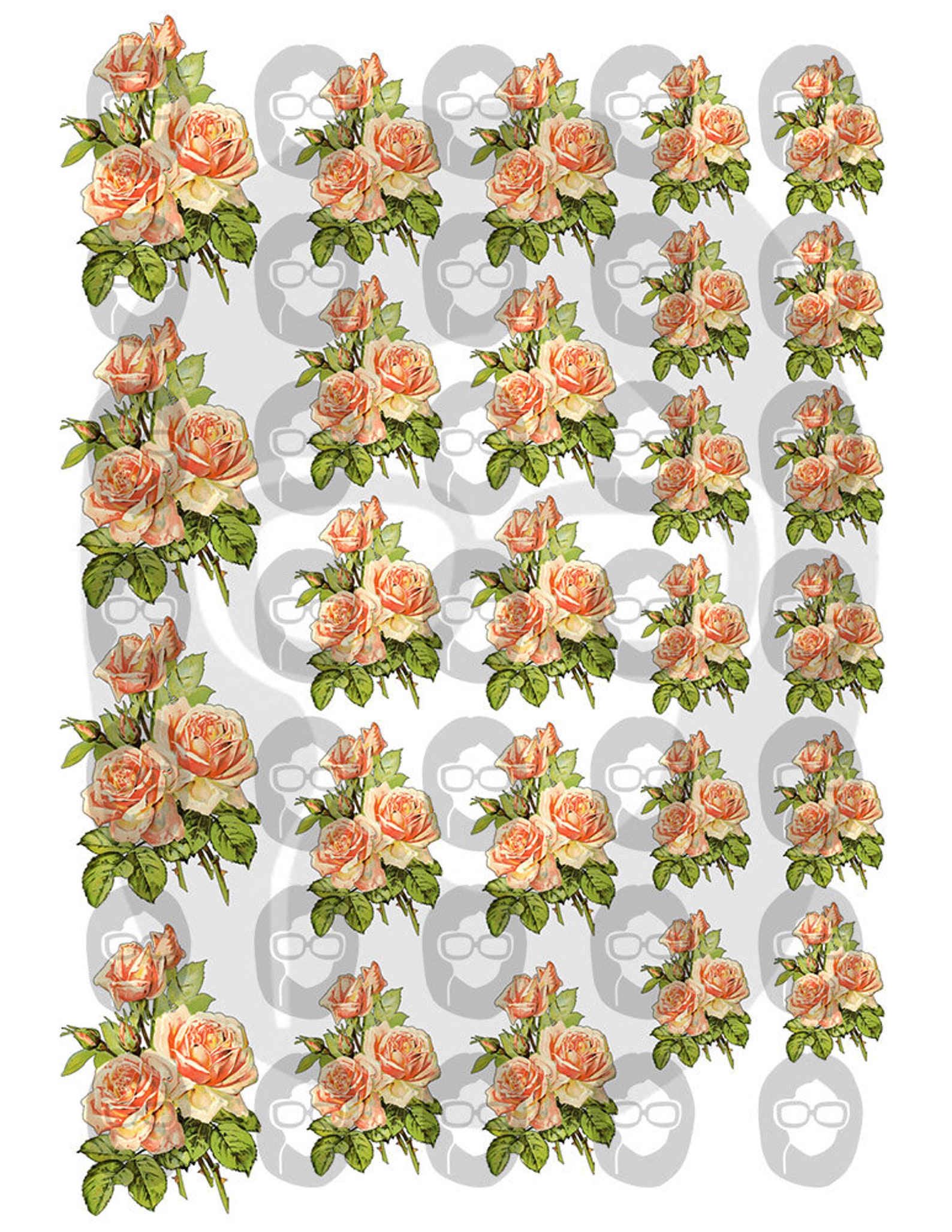 Pink Rose Clipart Decoupage Flowers Set 20 7 Page Instant - Etsy