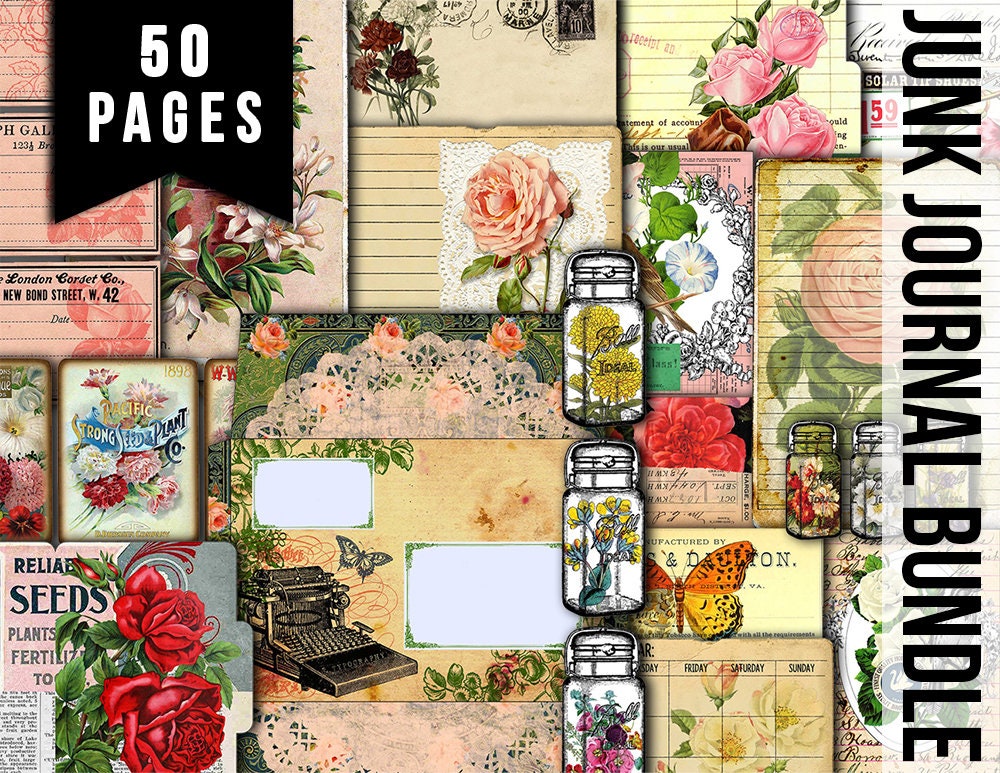 Ephemera Bundle Printable Journal Bundle 21 50pg Digital - Etsy