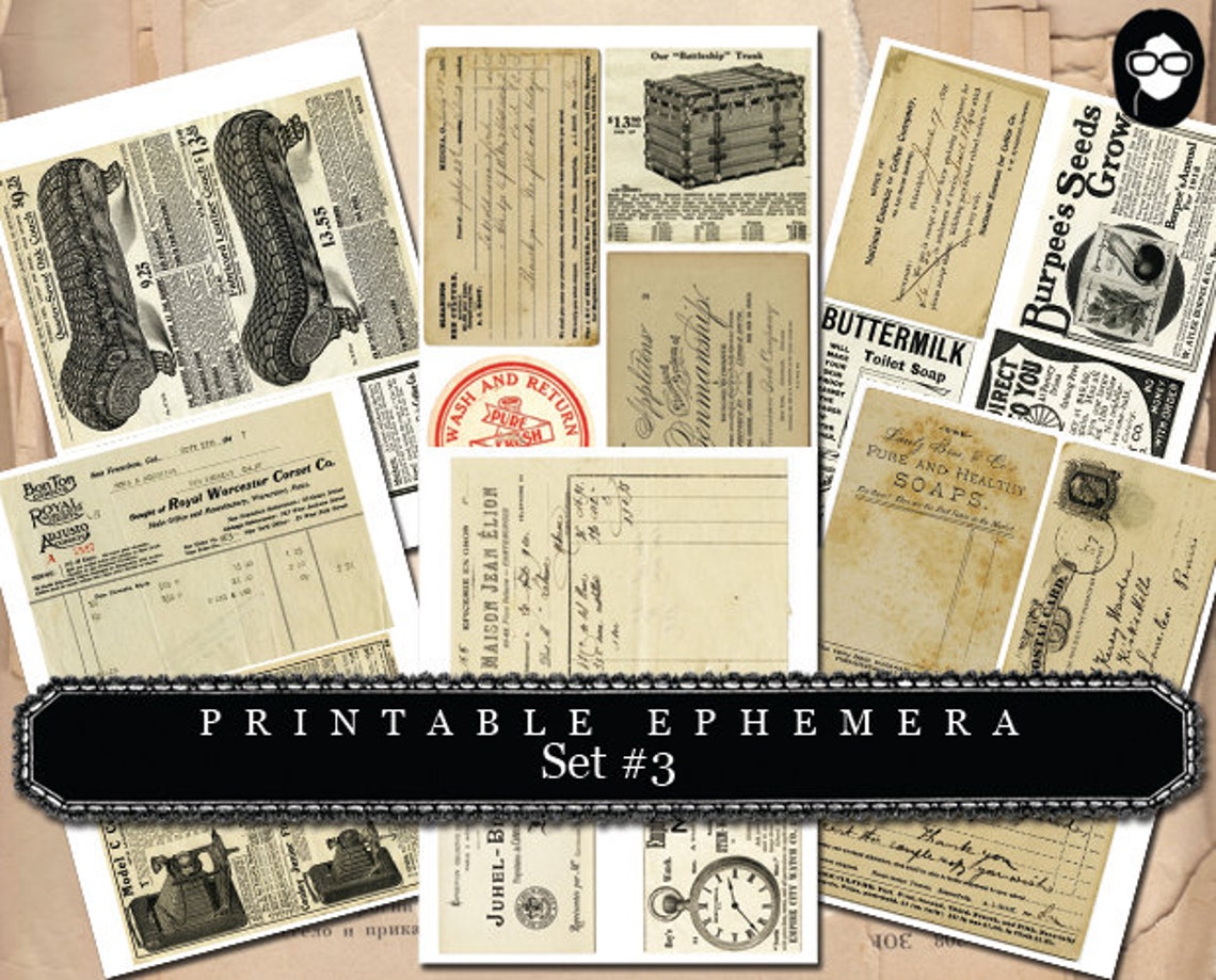 Ephemera Paper Pack Printable Ephemera Set 3 30 Pg - Etsy