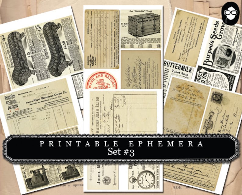 Ephemera Paper Pack Printable Ephemera Set 3 30 Pg - Etsy