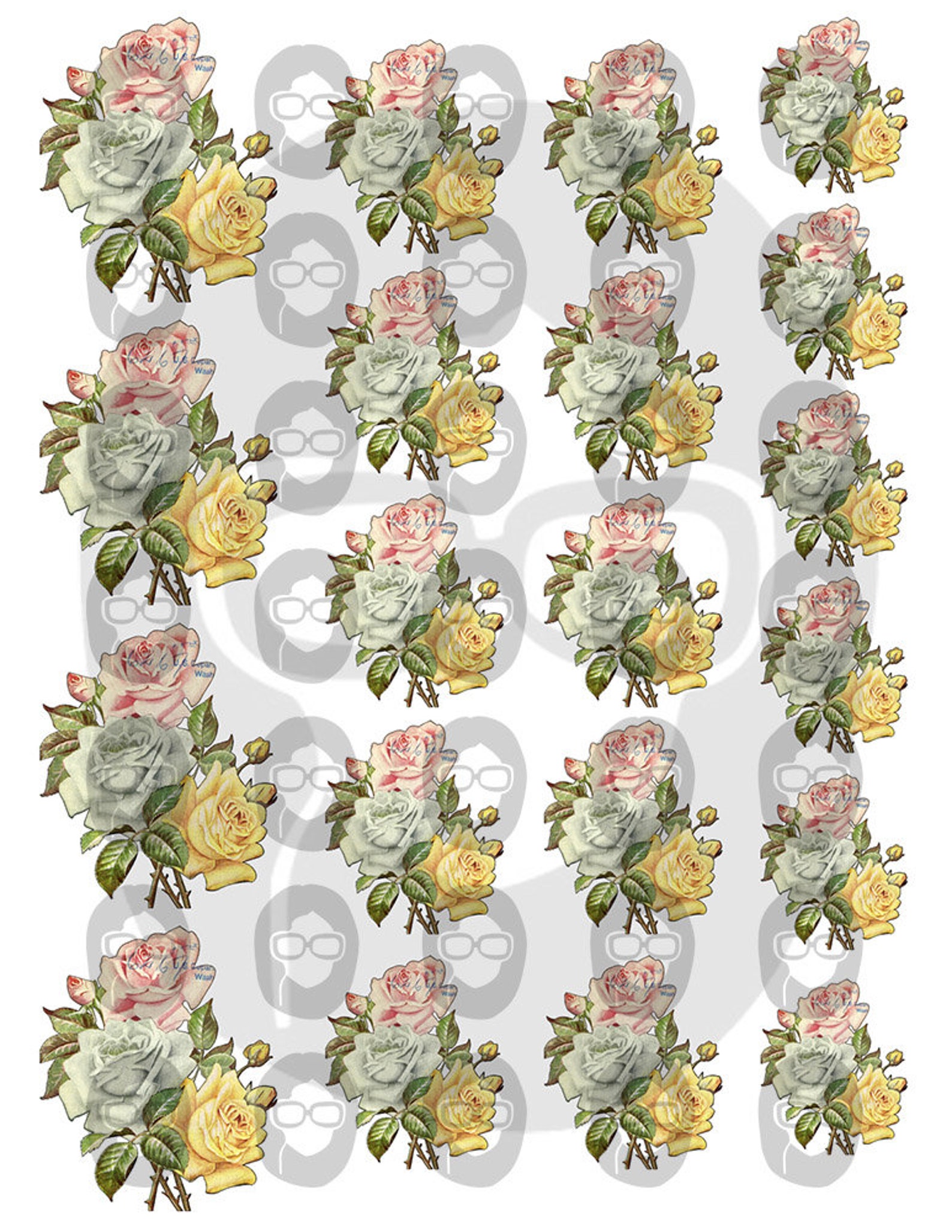 Pink Rose Clipart Decoupage Flowers Set 20 7 Page Instant | Etsy