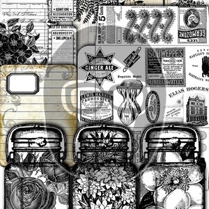 Ink Saver, Black And White, Junk Journal Diy Kit -48pg Digital Download