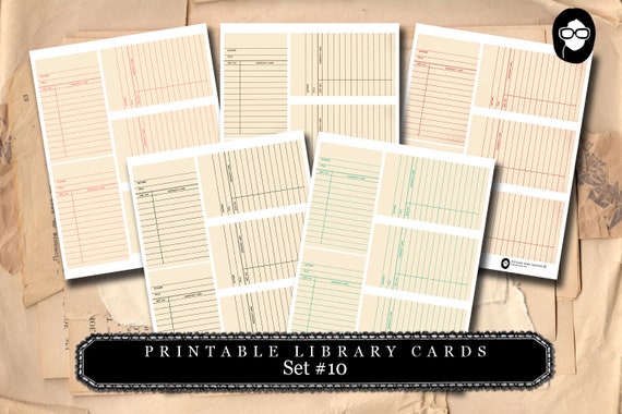 Library Cards 2 Set 10 5 Page Instant Download Paper - Etsy