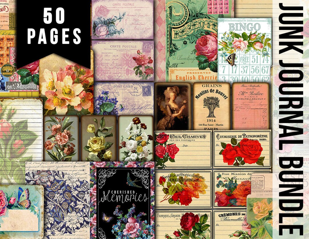 Ephemera Bundle, Printable Journal Bundle #22 -50pg Digital Download ...