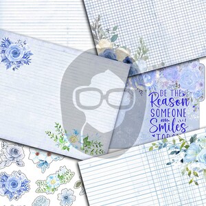 Blue Digital Paper, Printable Journal Bundle -40pg Digital Download ...