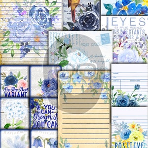 Blue Digital Paper, Printable Journal Bundle -40pg Digital Download ...