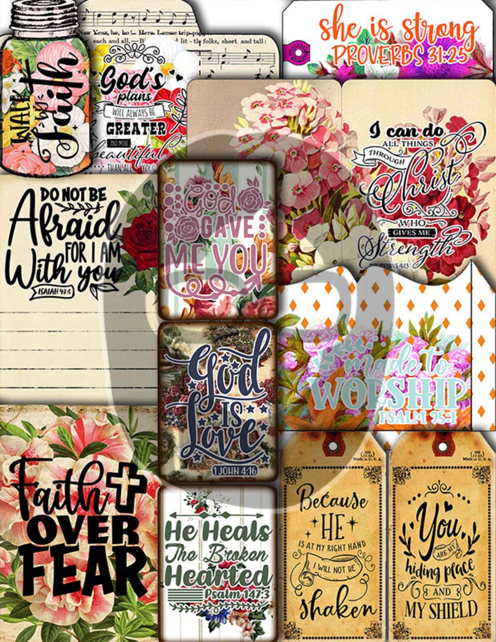 Ephemera for Bible Journaling, Jesus Quotes -49pg Digital Download ...