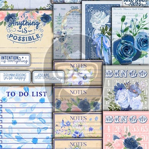 Blue Digital Paper, Printable Journal Bundle -40pg Digital Download ...