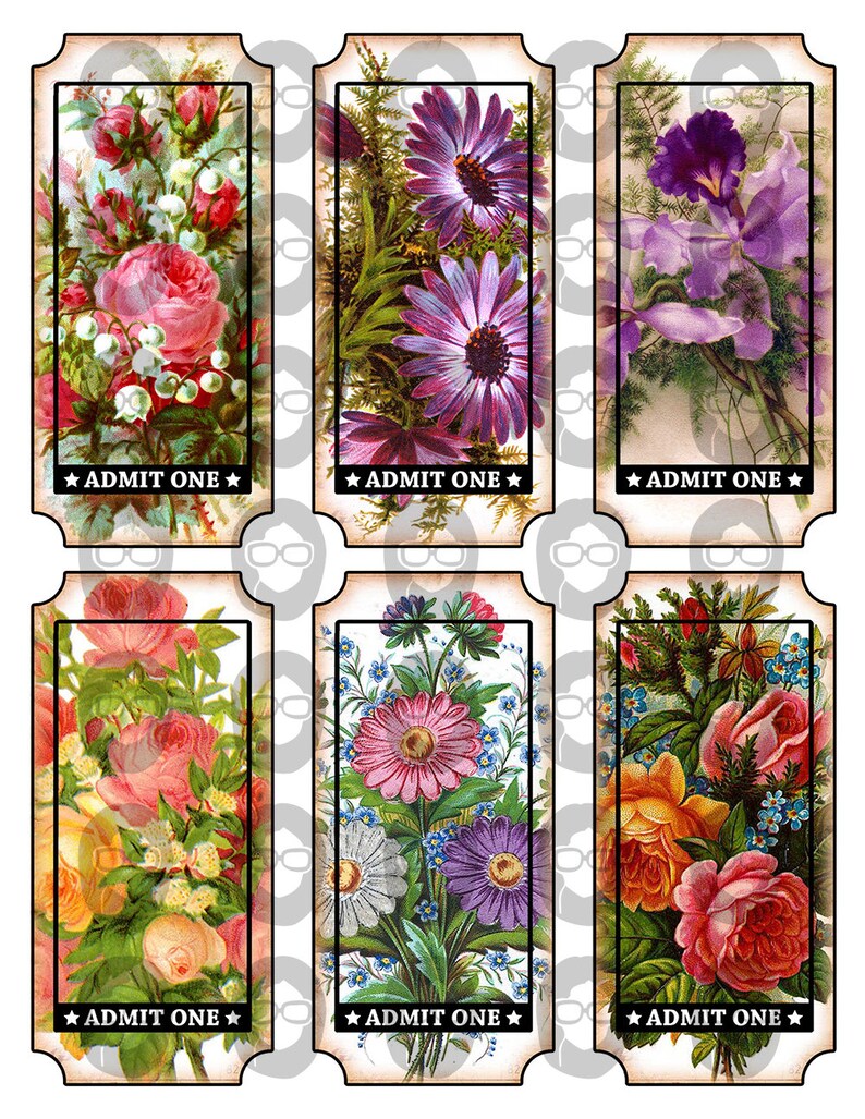 Printable Ticket Ephemera Spring Flowers 12pg Digital - Etsy