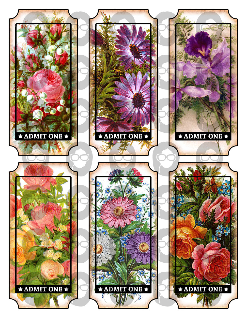 Printable Ticket Ephemera Spring Flowers 12pg Digital | Etsy