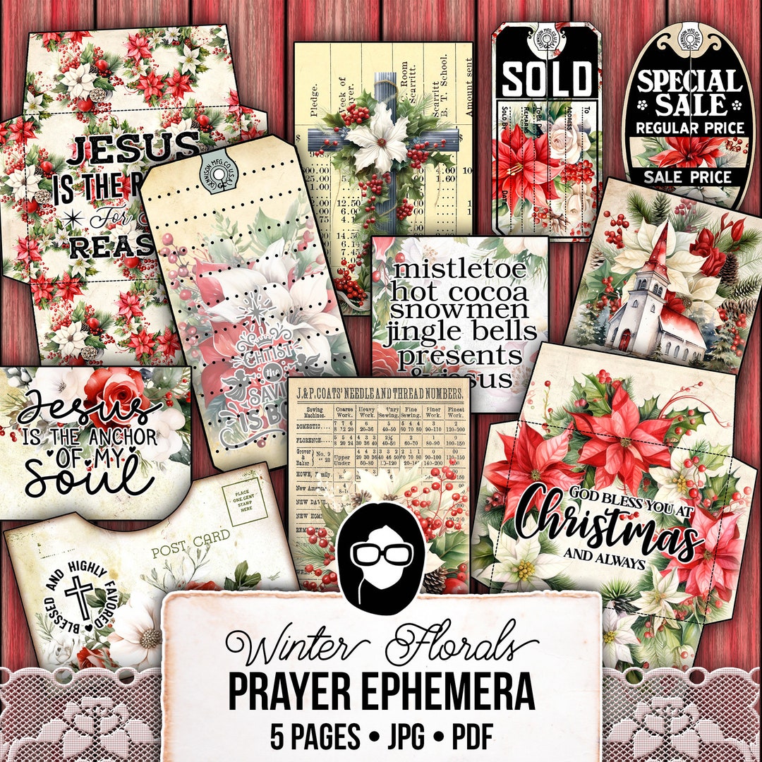 Christian Christmas Printables, Bible Journal Ephemera -5pg Digital ...