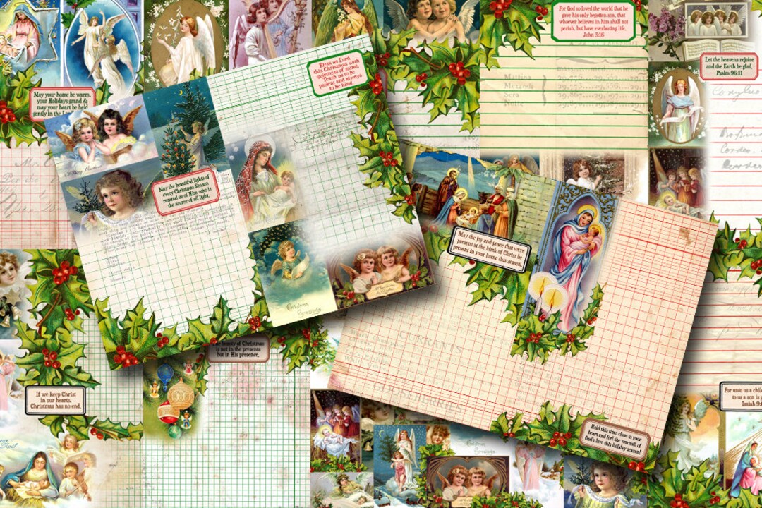Christian Christmas Junk Journal Pages - 10 Pg Download - Faith Prayer ...