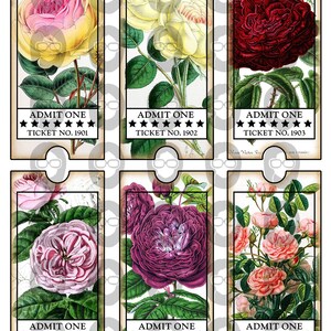Printable Ticket Ephemera, Spring Flowers -12pg Digital Download- Junk ...