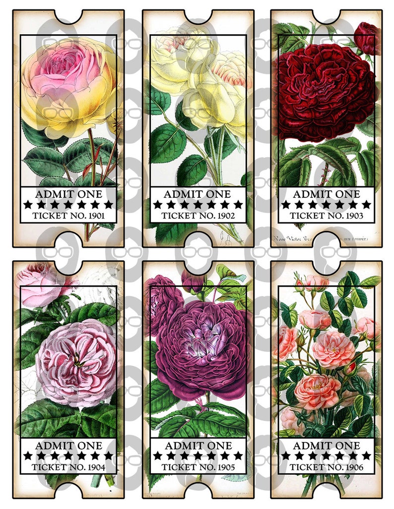 Printable Ticket Ephemera Spring Flowers 12pg Digital - Etsy