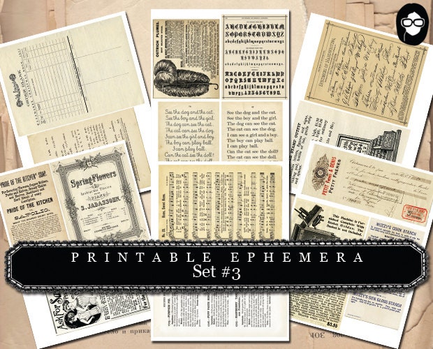 Ephemera Paper Pack Printable Ephemera Set 3 30 Pg | Etsy