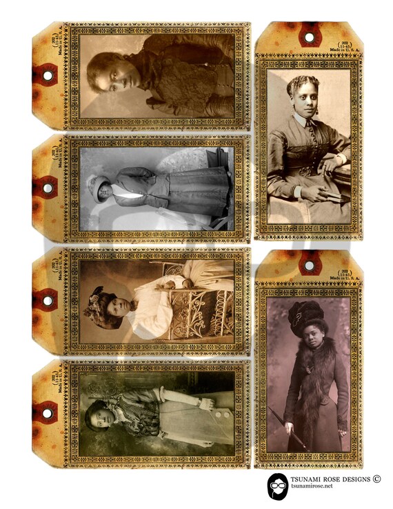 poc Vintage Women of Color Vintage Shipping Tag digital journal card ...