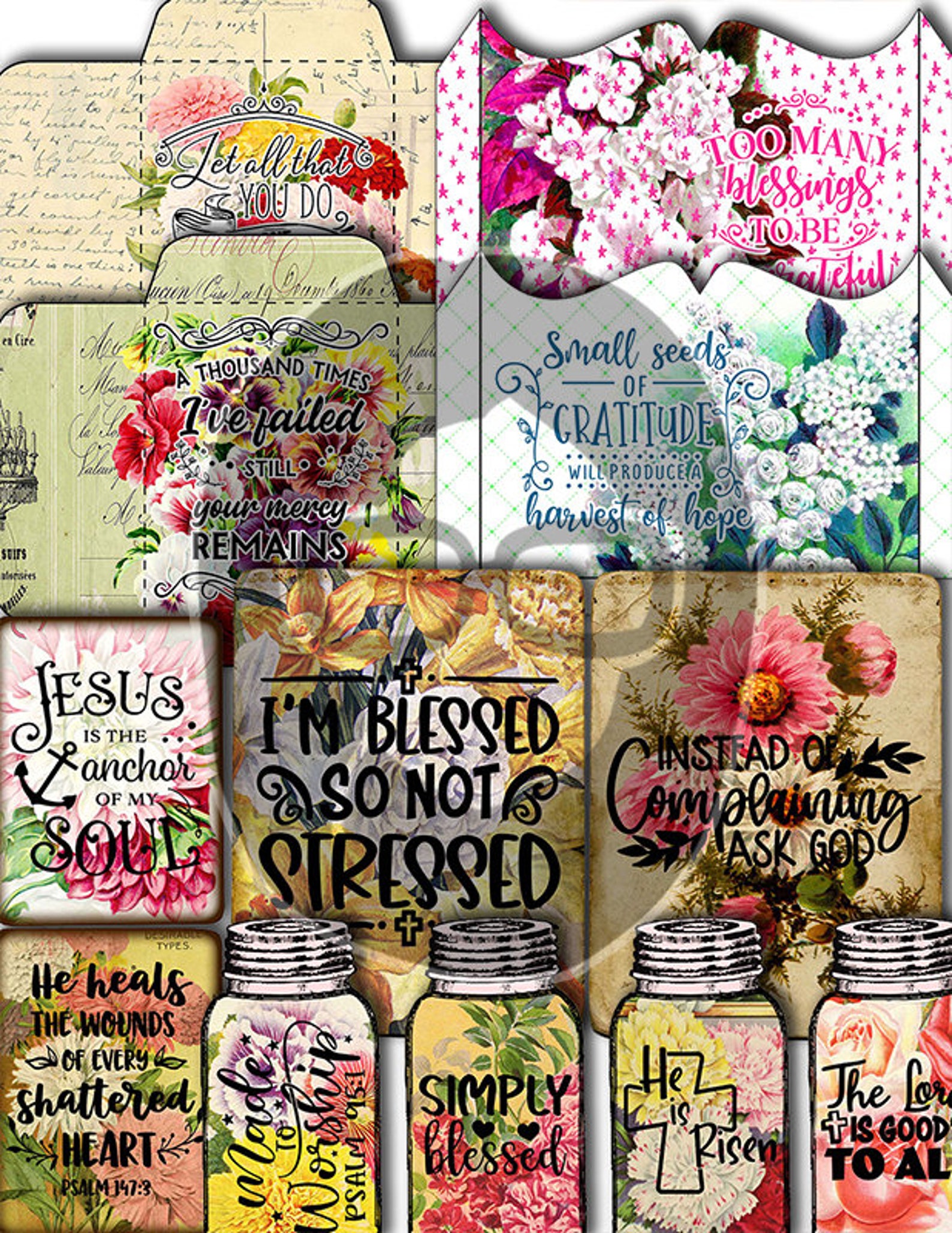 Ephemera for Bible Journaling, Jesus Quotes -49pg Digital Download ...