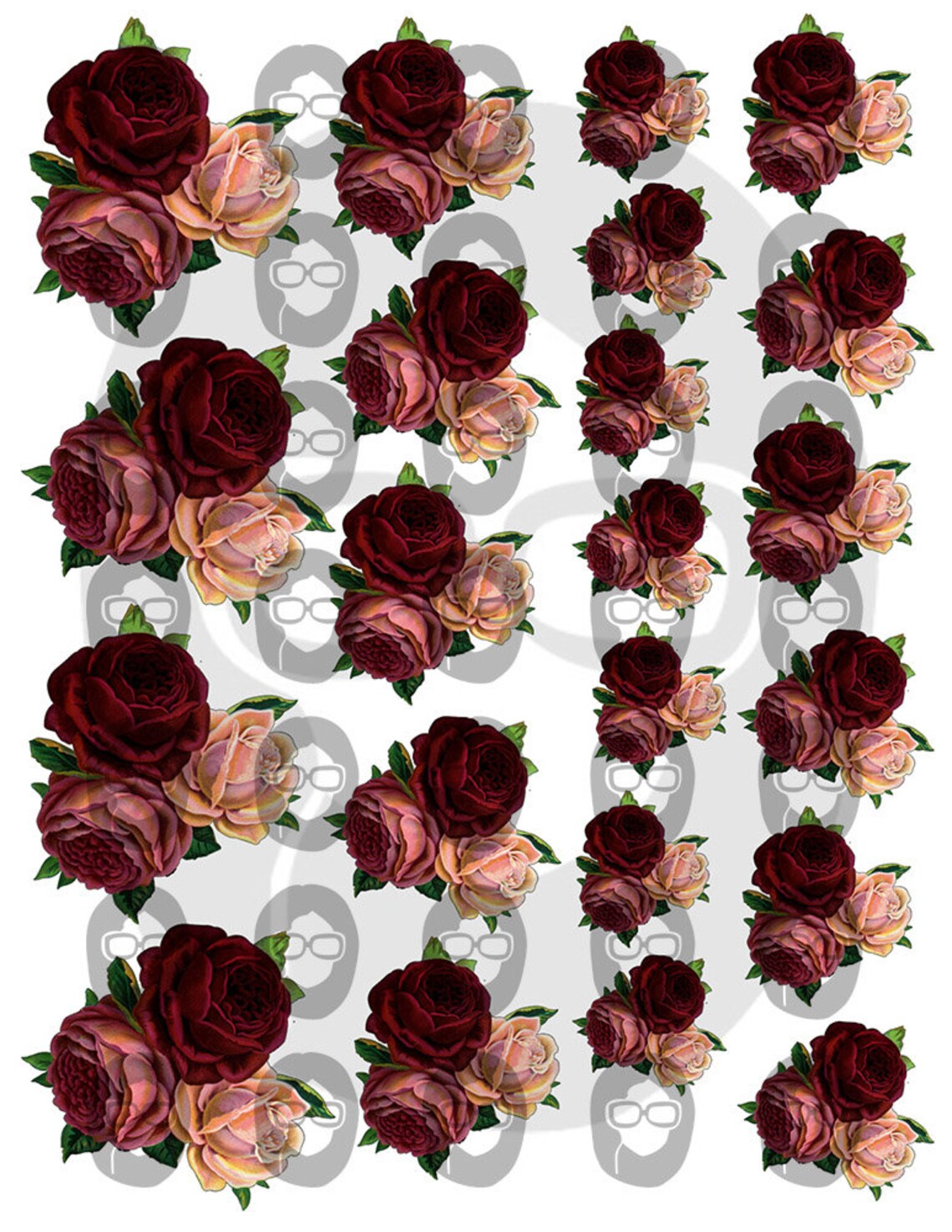 Pink Rose Clipart Decoupage Flowers Set 20 7 Page Instant | Etsy