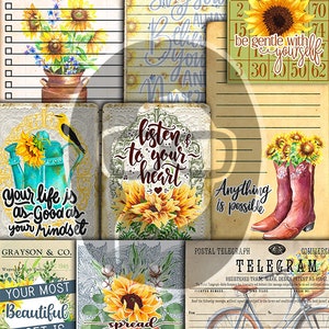Printable Journal Bundle, Sunflower Digital Paper -40pg Digital ...