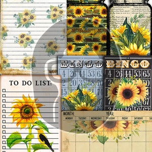 Sunflower Digital Paper, Printable Journal Bundle -40pg Digital ...