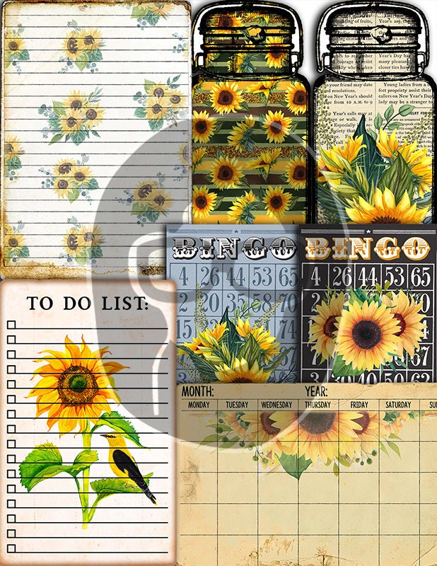 Sunflower Digital Paper Printable Journal Bundle 40pg - Etsy