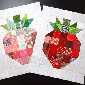 Strawberry Quilt Block, Foundation Paper Piecing Pattern, Scrappy Quilt, Single Block, FPP ...