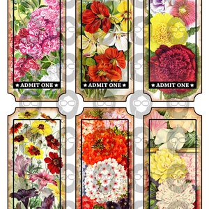 Printable Ticket Ephemera, Spring Flowers -12pg Digital Download- Junk ...