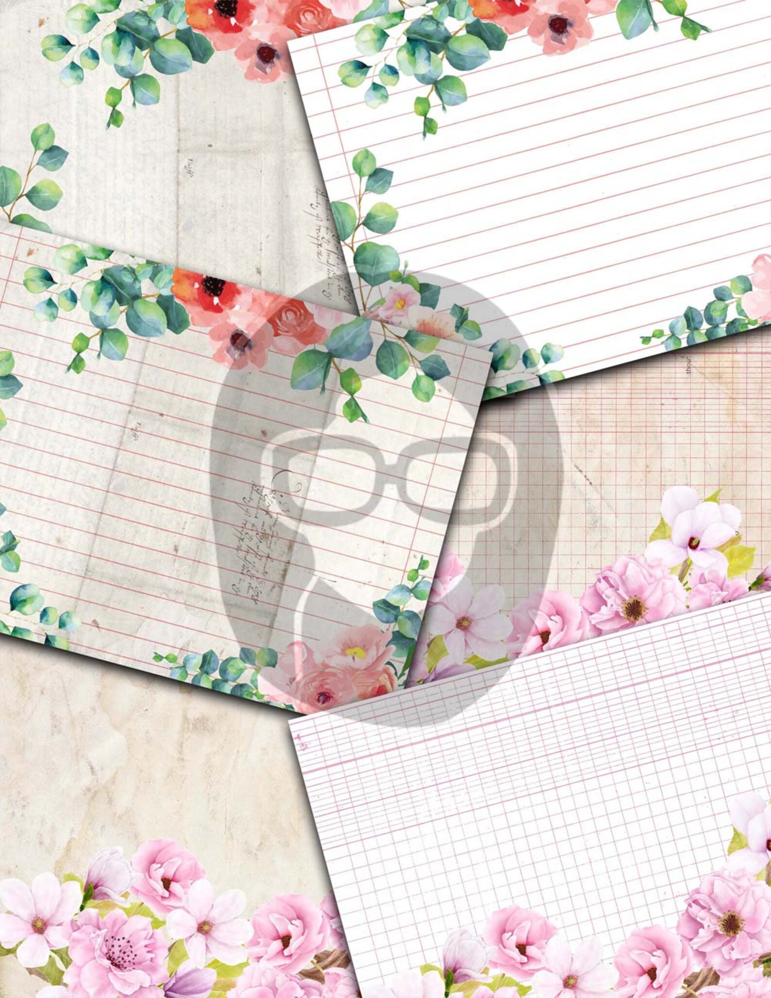 Junk Journal Pages, Scrapbook Paper, S87 -36pg Digital Download- Mixed ...