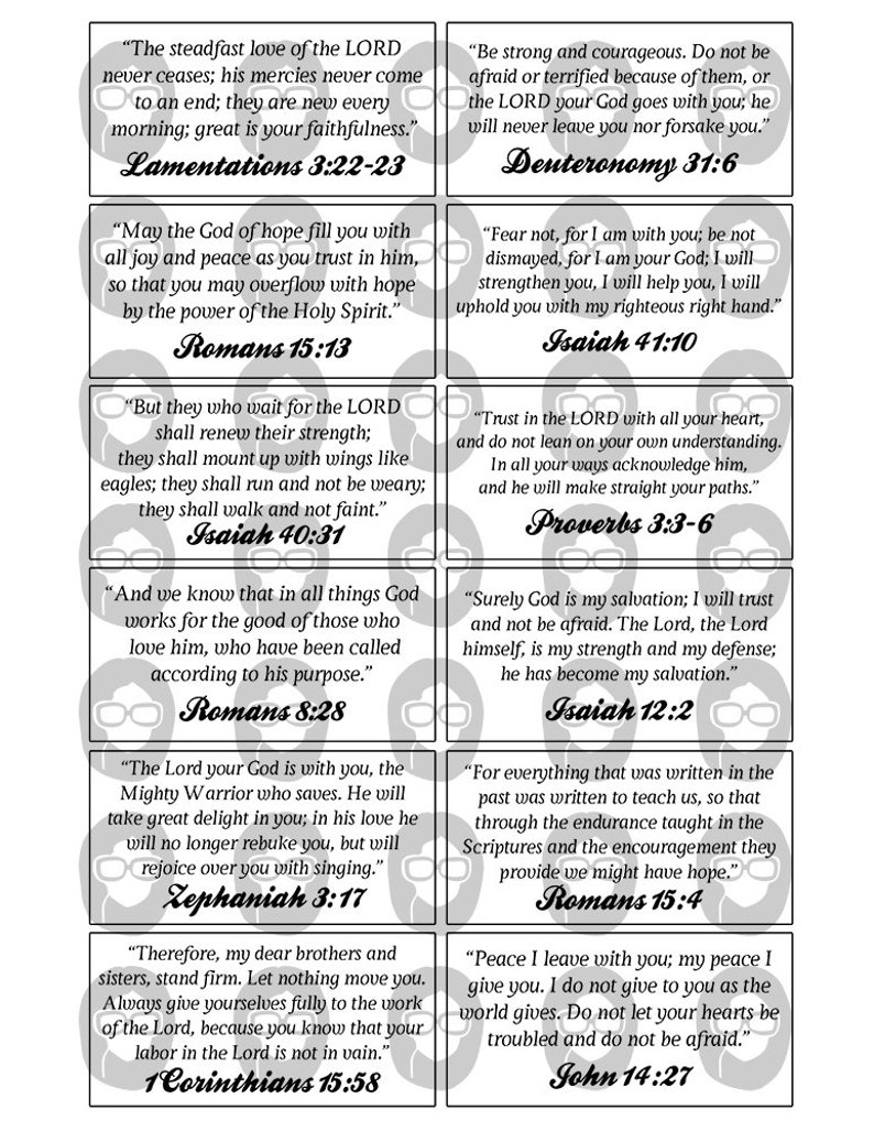 Bible Verse Cards Printable, Prayer Quotes -6pg Digital Download ...