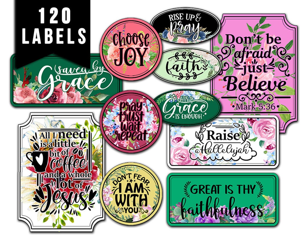 Junk Journal Labels, Faith Encouragement -10pg Digital Download ...